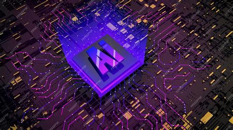 Ai 3d 이미지 개념 디지털 배경에 인공 지능이 있는 컴퓨터 마이크로프로세서 디지털 배경에 인공 지능이 있는 컴퓨터 마이크로