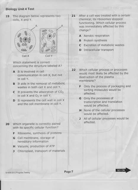 biology with coach t unit 4 practice test question review cells
