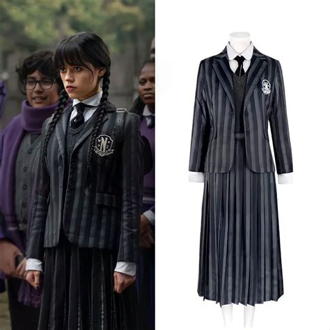 Wednesday Addams Cosplay Wednesday Outfit Tie Skirt Shirt Skirt