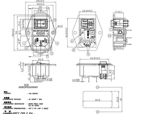 Hot Sale Manufacturer 10a 250v Ac Power Socket 3 Pins With Rocker Switch Socket Rocker Switch