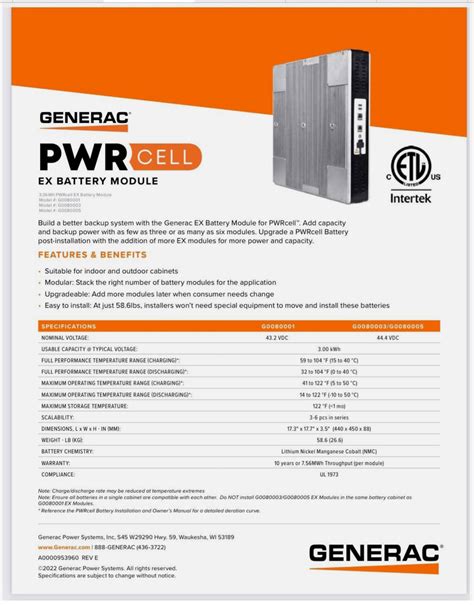 New Generac G0080001 3 0 Kwh Pwrcell Ex Battery Module Second Life