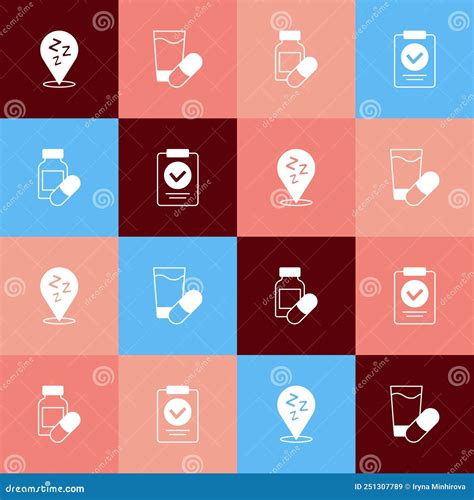 Pop Art Slaappil En Pictogram Op Medisch Voorschrift Instellen Vector
