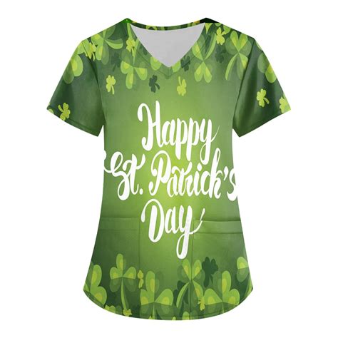 Bdporkas Scrub Tops For Women St Patricks Day Scrub Tops T Shirt V