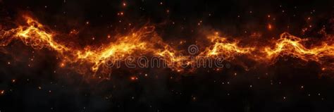 Beautiful Fire Particles Overlay On Black Background Stock Illustration