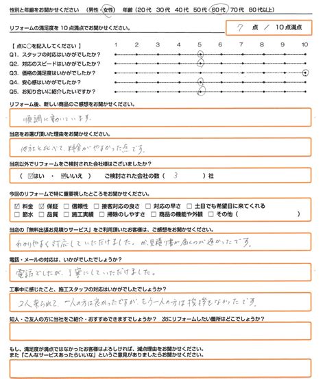 姫路市 I様 エコキュート取替のお客様のご感想 プリモ・リフォーム