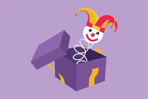 Cartoon Flat Style Drawing Jack In The Box Toys Logo Icon Label