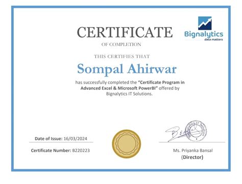 Sompal Ahirwar On Linkedin Advancedexcel Powerbi Certification