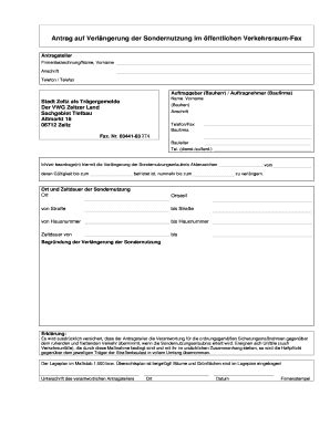 Ausfüllbar Online zeitz Antrag Verl ngerung der Sondernutzung im