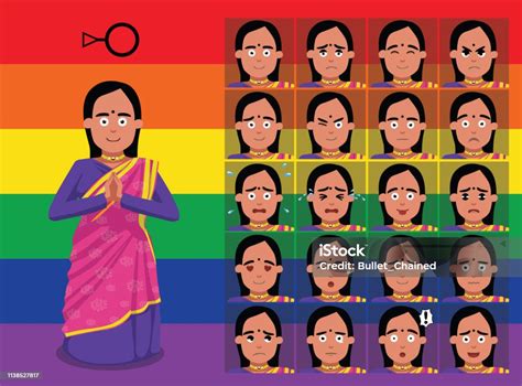 트랜스젠더 Lgbtq 제 3 성 만화 감정 얼굴 벡터 일러스트 레이 션01 Lgbtqia 문화에 대한 스톡 벡터 아트 및 기타