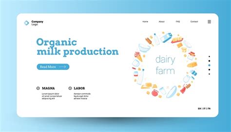 유제품 착륙 만화 우유 유기농 식품 개념 치즈 요구르트 버터 코티지 치즈와 웹 페이지 템플릿 유리 일러스트레이션에 우유가있는 벡터 웹 사이트 우유에 대한 스톡 벡터 아트 및