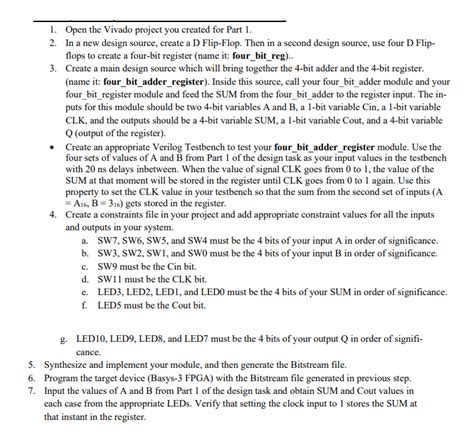 1 Open The Vivado Project You Created For Part 1 2 Chegg Com