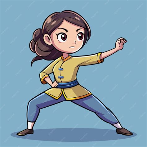 Premium Vector Playful Woman Tai Chi Cartoon Illustration
