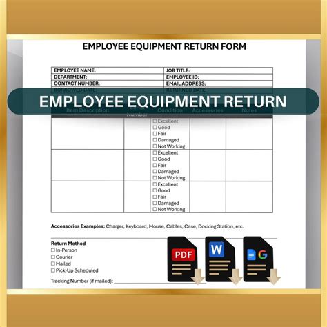 Employee Equipment Return Form Office Equipment Return Hr