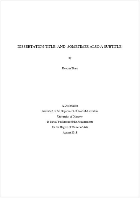Thesis And Dissertation Title Page Free Templates And Examples