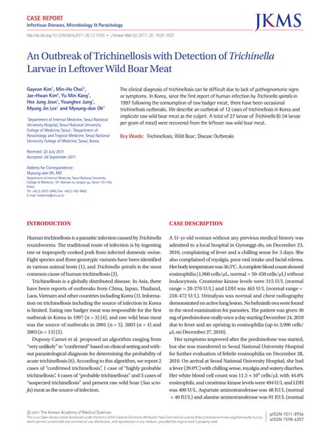 Pdf An Outbreak Of Trichinellosis With Detection Of Trichinella