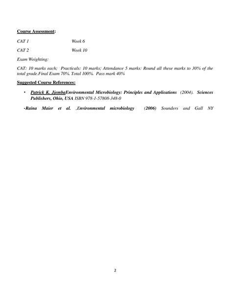 Solution Environmental Microbiology Course Outline Format Studypool