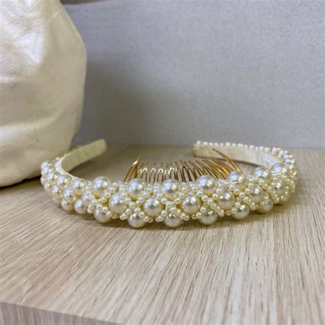 Vintage Bow And Faux Pearl Headband Set S