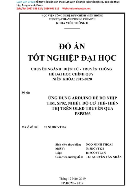 ĐỒ Án Ứng DỤng Arduino ĐỂ Đo NhỊp Tim Sp02 NhiỆt ĐỘ CƠ ThỂ HiỂn ThỊ