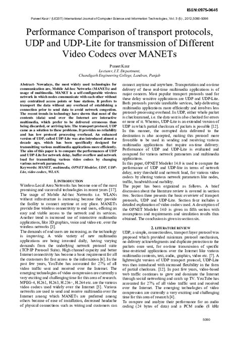 Pdf Performance Comparison Of Transport Protocols Udp And Udp Lite