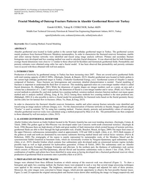 Full Article Fractal Modeling Of Outcrop Fracture Patterns In Alasehir