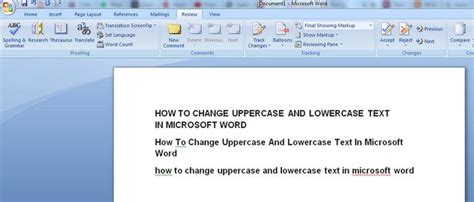How To Change Uppercase And Lowercase Text In Microsoft Word