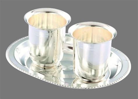 Ojas Silver Plated Tray 2 Glass Set At ₹ 615set Silver Plated Glass