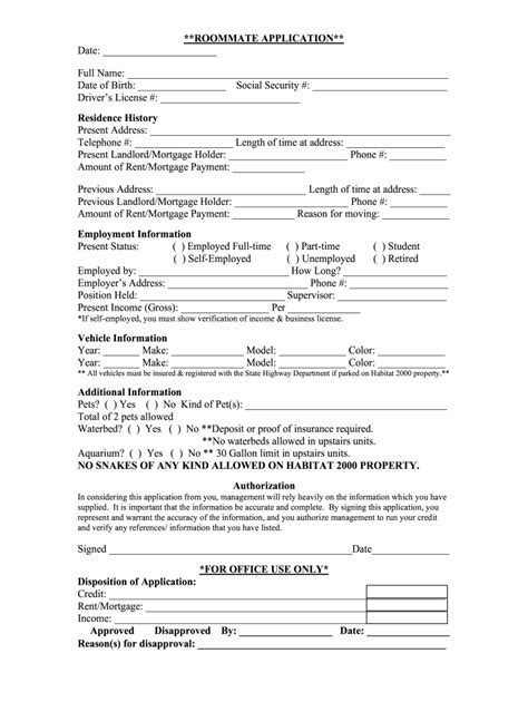Roommate Application Fill Online Printable Fillable Blank Pdffiller