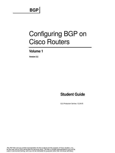 Configuring Bgp On Cisco Routers Bgp V3 2 Volume 1 Pdf Routing