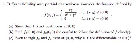 Solved 3 Differentiability And Partial Derivatives