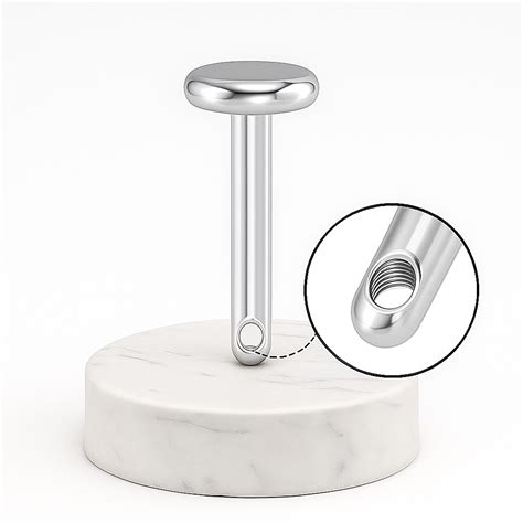 Titanium Threaded Flatback Labret Post Only Hypoallergenic Piercing