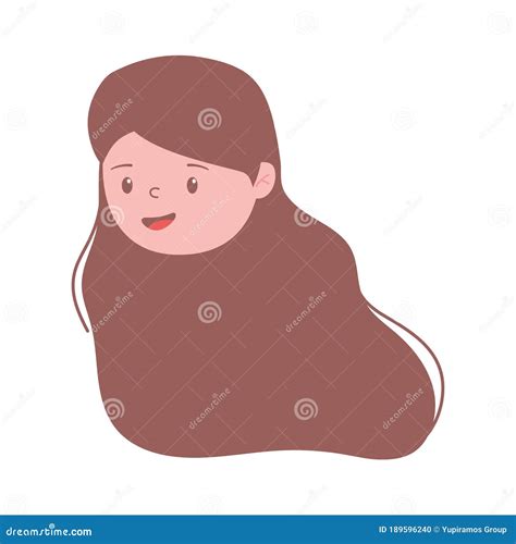 Girl Face Character Cartoon Isolated Icon Design White Background Stock