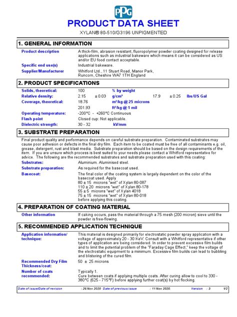 Xylan 80 510 G3196 Pfa Be Pdf Cookware And Bakeware Coating