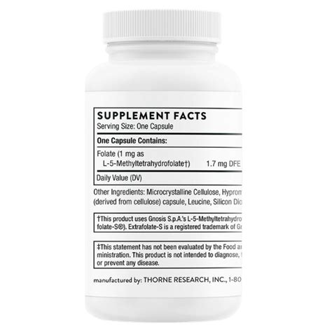 Thorne 5 MTHF 1 Mg Folate 60 Capsules Stock B129