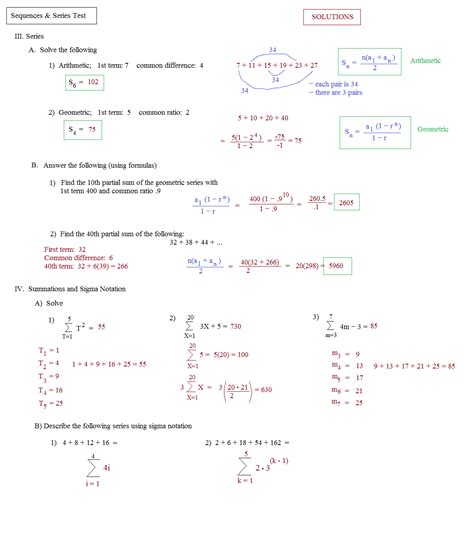 Arithmetic And Geometric Sequences And Series Review Worksheet — Db