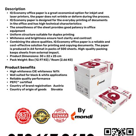 Iq Mondi A4 Paper Multipurpose Slovakia 80 Gsm