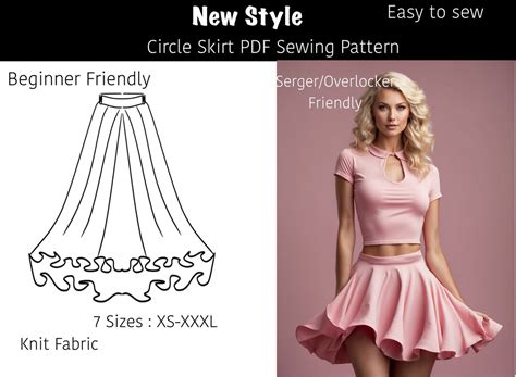 Circle Skirt Pdf Sewing Pattern 7 Sizesmidi Skirt Sewing Patternskirt