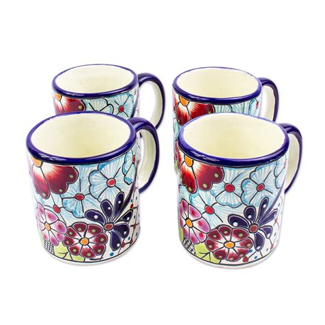 Unicef Market Multicolored Ceramic Mugs From Mexico Set Of 4