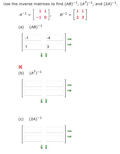 Solved Use The Inverse Matrices To Find Ab 1 At 1 And
