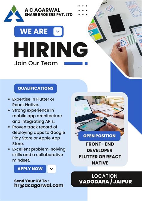 🌟 we re hiring front end developer flutter react native 🌟 a c agarwal