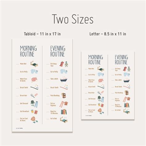 Morning Evening Routine Chart Printable Visual Routine And Chore Chart