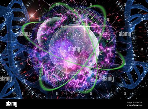 Close Up Of Colorful Atomic Particle Background Science 3d Illustration