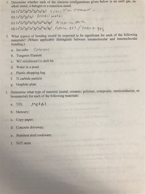 Solved 1 Determine Whether Each Of The Electron Chegg Com