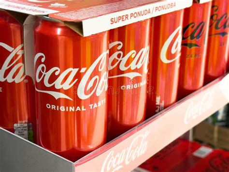 Coca Cola Cans On Store Display With Original And Zero Sugar Variant Editorial Stock Image