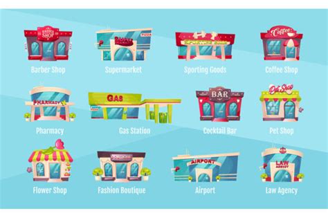Shop Front Flat Color Vector Objects Set Graphic By Theimg · Creative Fabrica