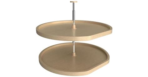 Rev A Shelf LD BW Lazy Daisy Banded Wood Double Tier D Shaped Flat Side Lazy