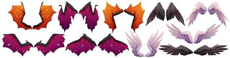 Collezione Di Ali Di Demone E Angelo Halloween Vettore Gratis