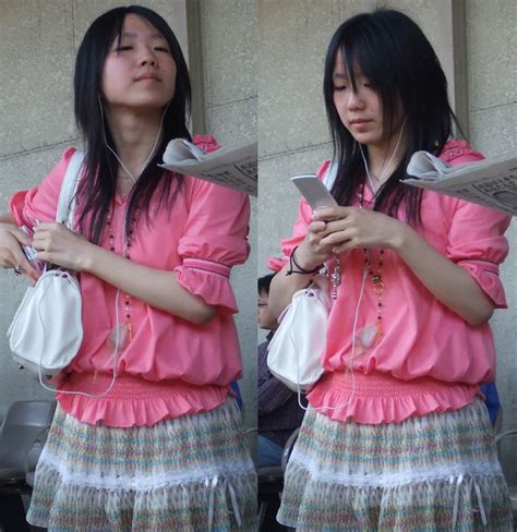 無修正顔出し！黒髪ロリ服の童顔jdのパンツはド派手な赤のタータンチェック！ 私服ギャルの逆さ撮りパンツ
