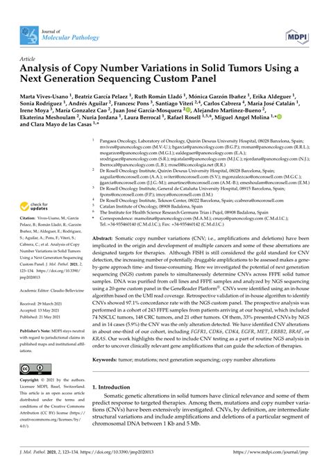 Pdf Analysis Of Copy Number Variations In Solid Tumors Using A Next Generation Sequencing