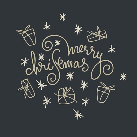Merry Christmas Greeting Card Holiday Illustration Hand Lettering