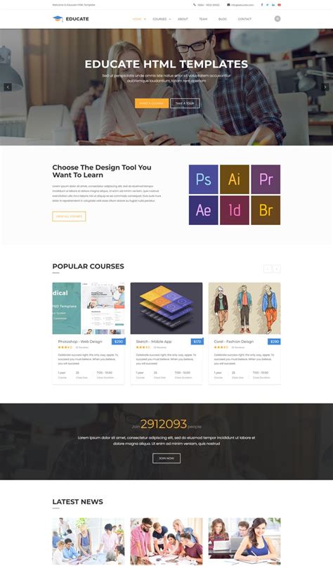 education html website template education templates website template